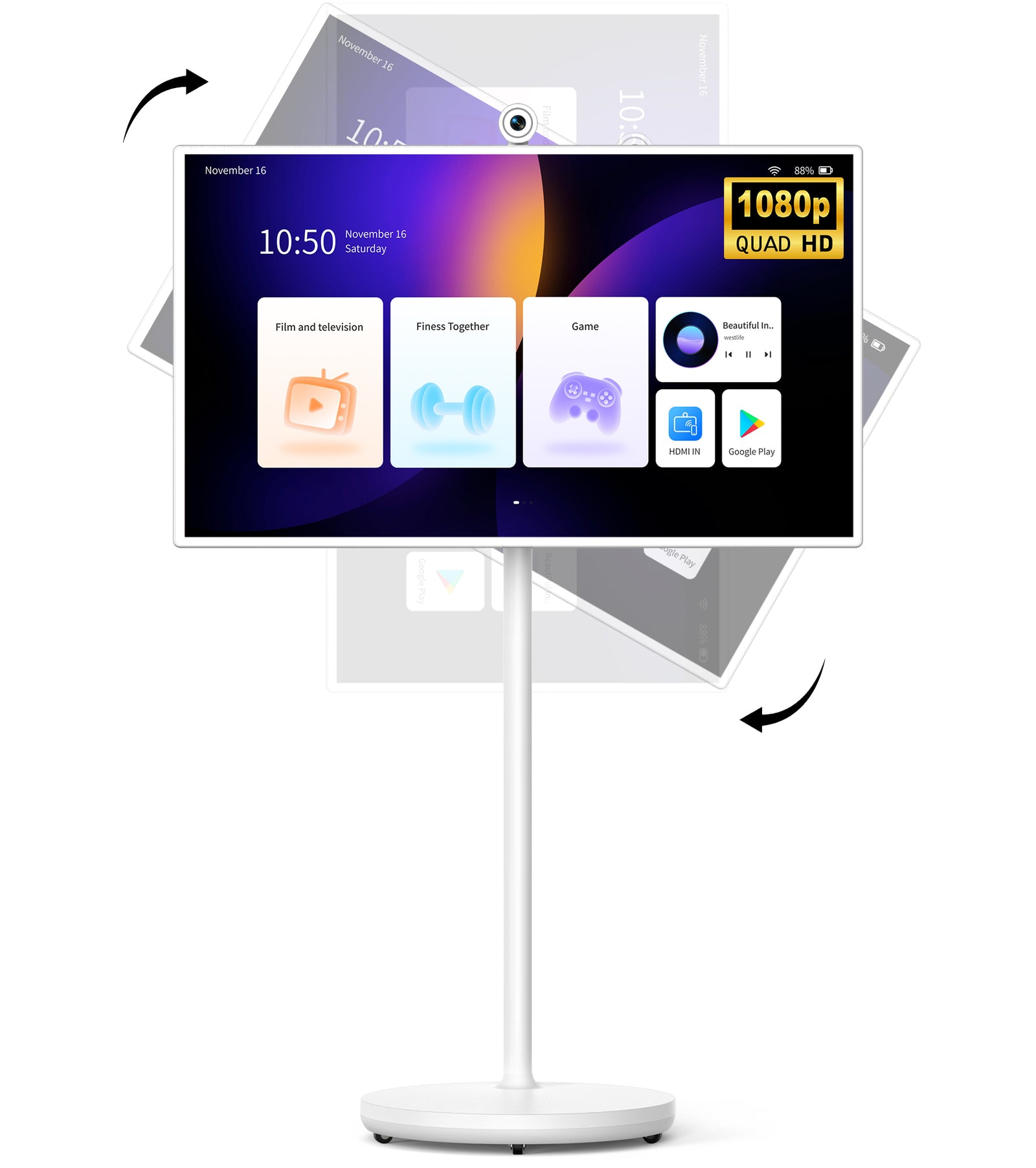 GFF-S1 32" Portable TV On Wheels Smart Touch Screen